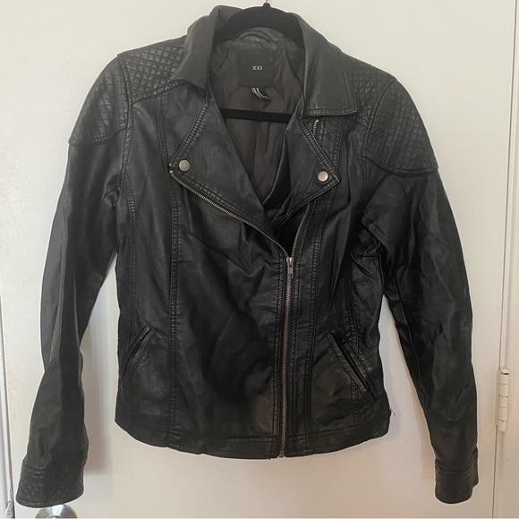 Forever 21 | Jackets & Coats | Forever 2 Black Faux Leather Jacket M ...